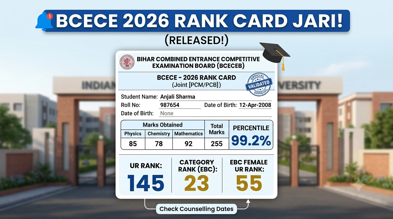 BCECE Entrance Exam Rank Card 2026 Released: Download Scorecard & Check ...